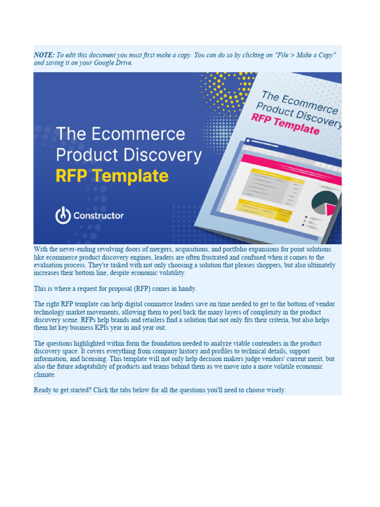The Ecommerce Product Discovery RFP Template | PDF | Service Level ...