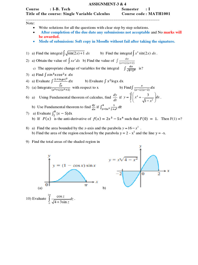 Single Variable Calculus Assignment-3 4 | PDF