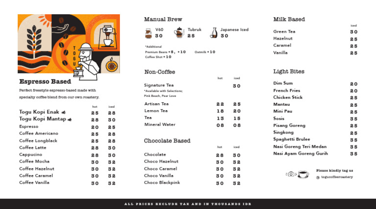 i9wXda3LSSC8kqsPDwhM - Menu Togu Coffee Roastery | PDF | Coffee | Food ...