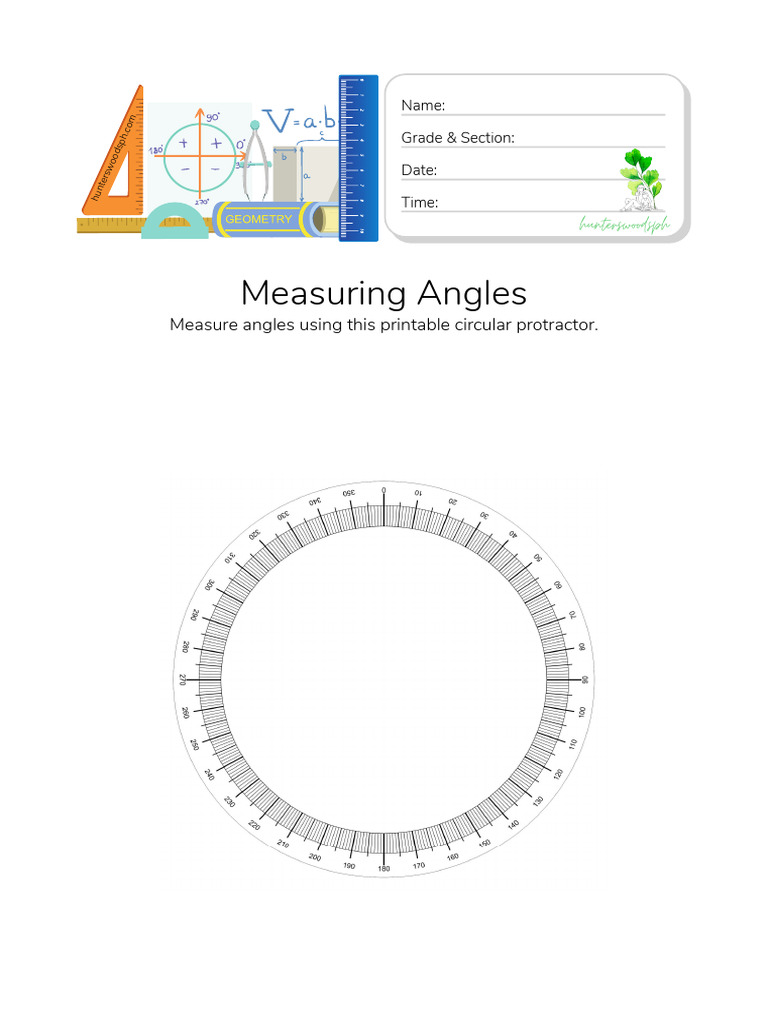 Protractor Geometry Printable | PDF