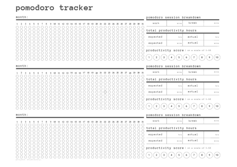 Pomodoro Tracker Version 2 - White A4 | PDF