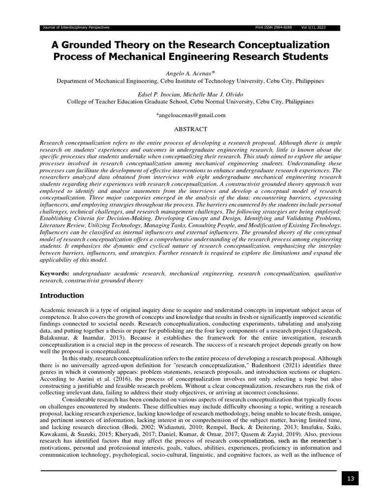 A Grounded Theory On The Research Conceptualization Process of ...