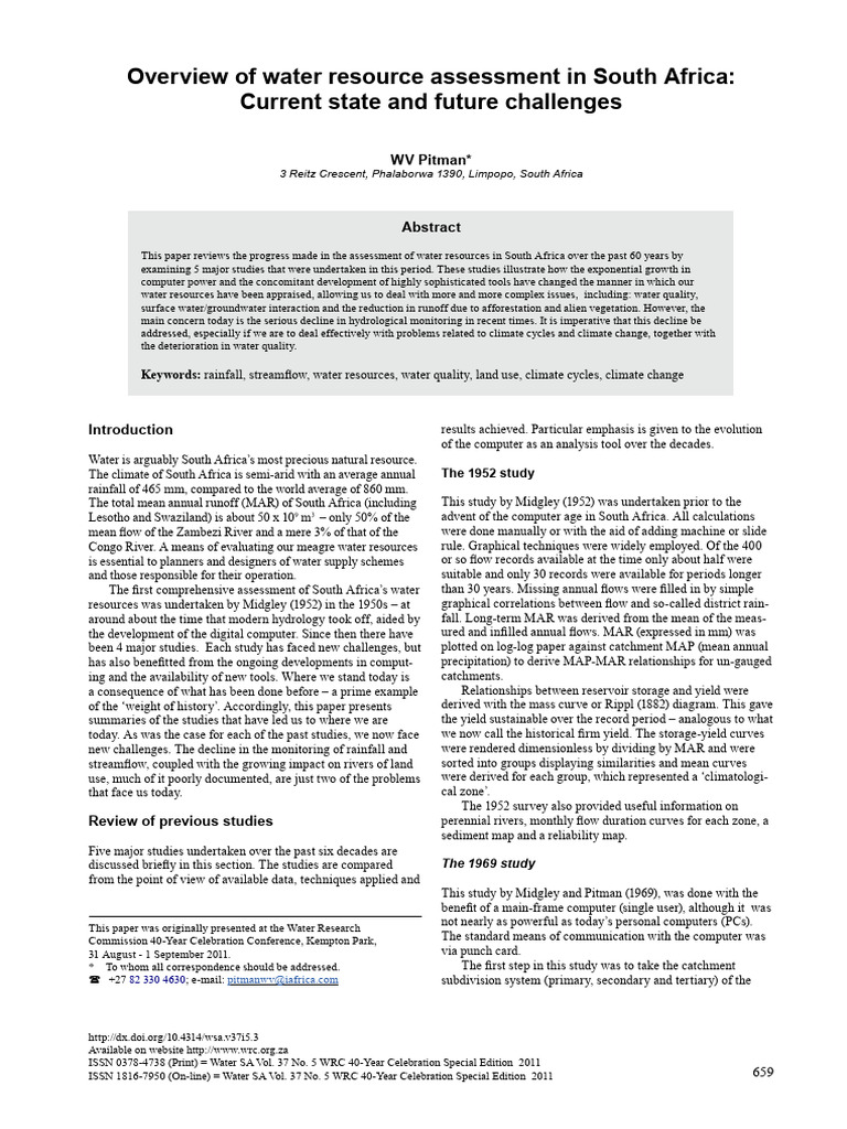 Water Resource Assessment in RSA | PDF | Hydrology | Earth Sciences