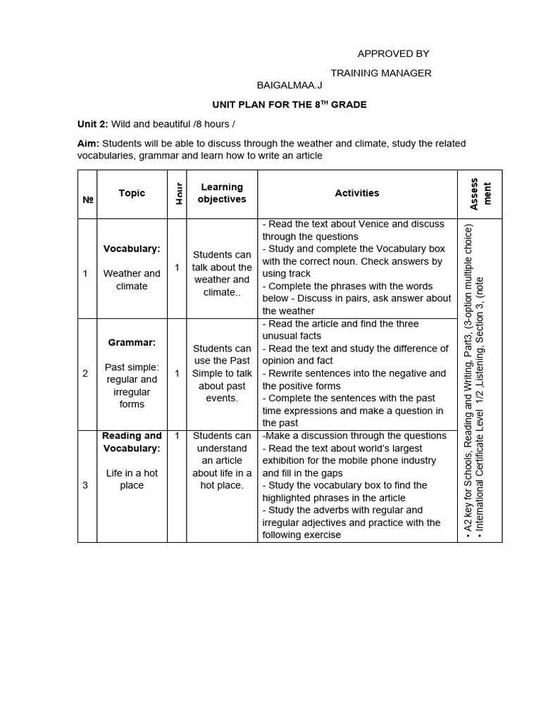 U2 Plan | PDF | Vocabulary | Question