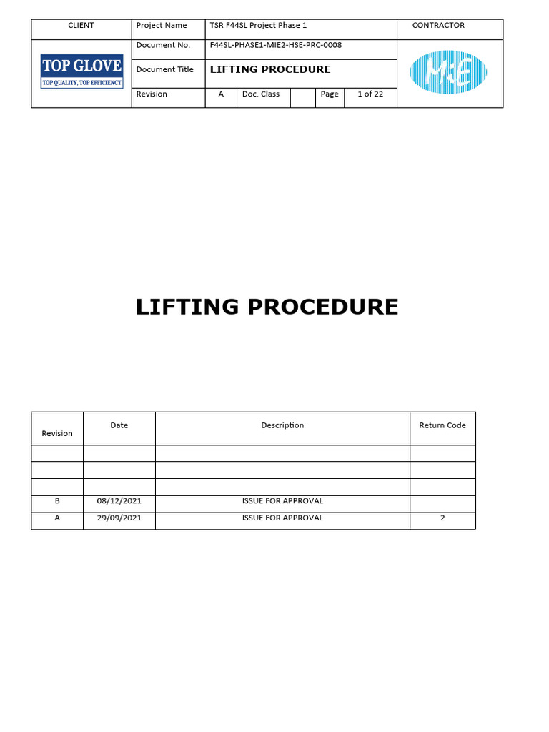 Lifting Procedure | PDF | Crane (Machine) | Elevator