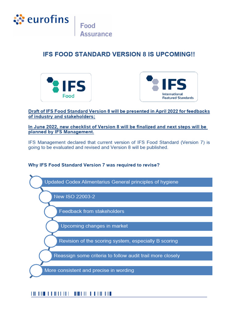 Revision of Ifs Food Ver8 - en | PDF