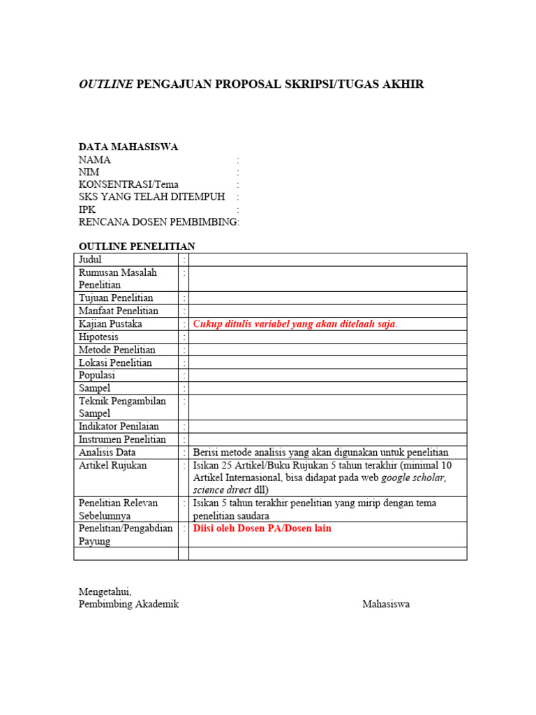 Outline Pengajuan Proposal Skripsi PA Bigharta Bekti | PDF