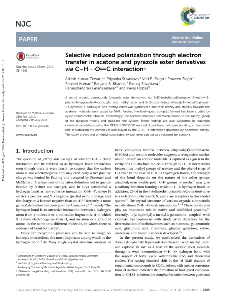 1 NJC Paper | PDF | Hydrogen Bond | Chemical Bond