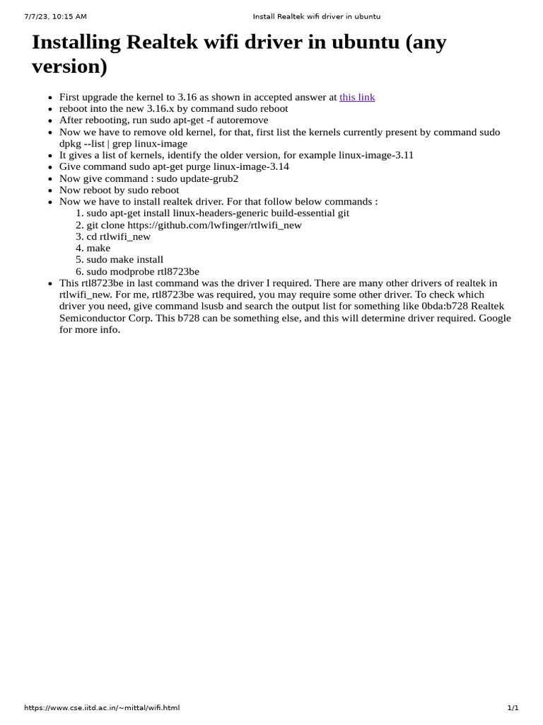 Install Realtek Wifi Driver in Ubuntu | PDF