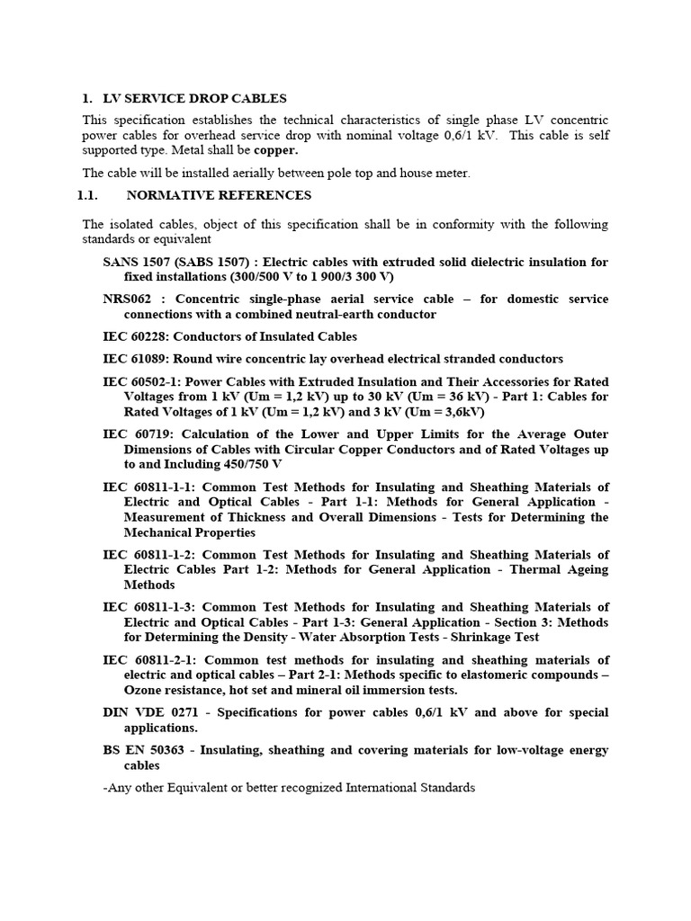 5-LV Service Drop Cables | PDF | Insulator (Electricity) | Electrical ...