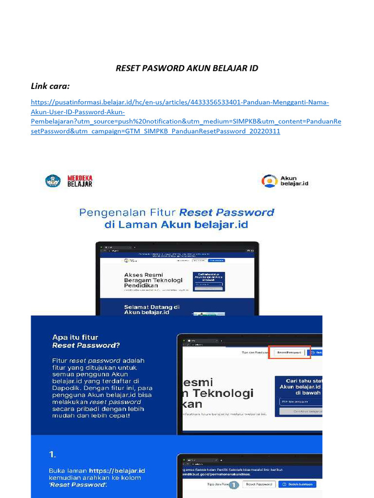 Panduan Reset Password Akun Belajar | PDF | Career & Growth