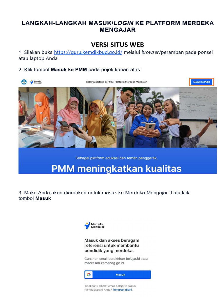 Cara Masuk - Login Ke Platform Merdeka Mengajar Di Web | PDF | Bisnis ...