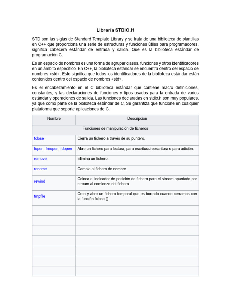 Librería STDIO | PDF | Puntero (Programación de computadora) | C