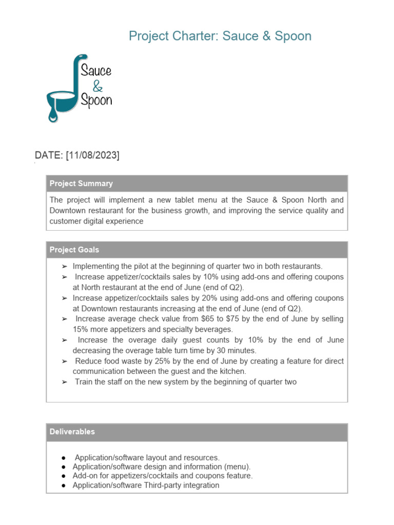 Activity Template - Project Charter | PDF