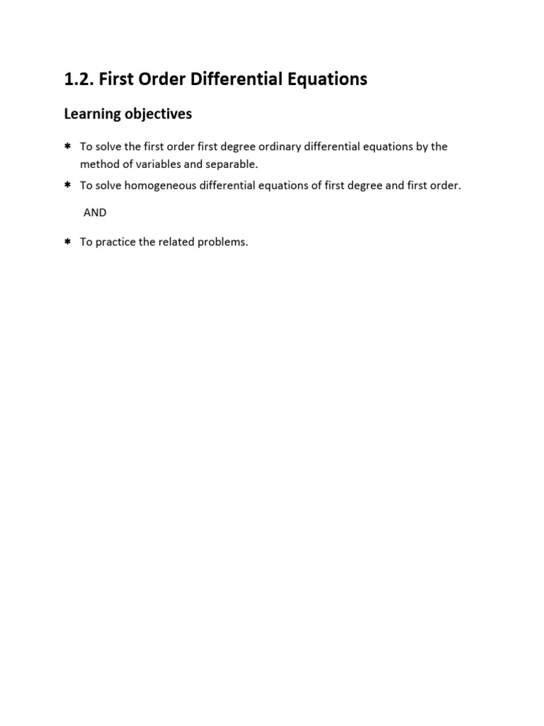 1.2. First Order Differential Equations | PDF | Equations ... 1.2. First Order Differential Equations | PDF | Equations ...