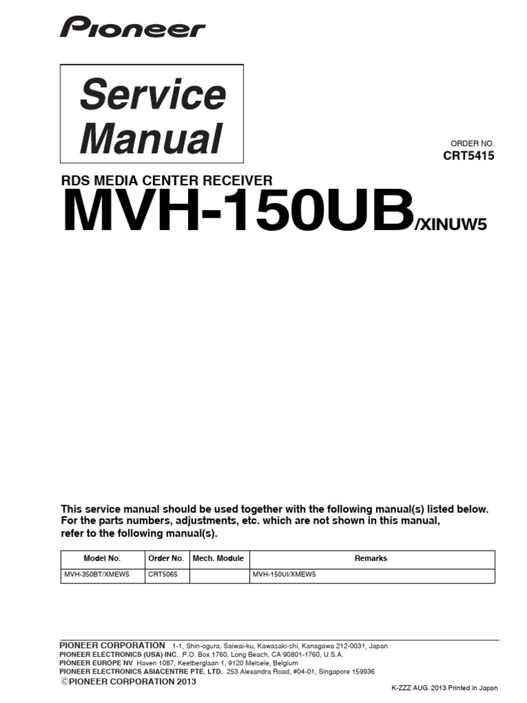 Pioneer Mvh-150ub Crt5415 Parts List Info | PDF | Integrated Circuit ...