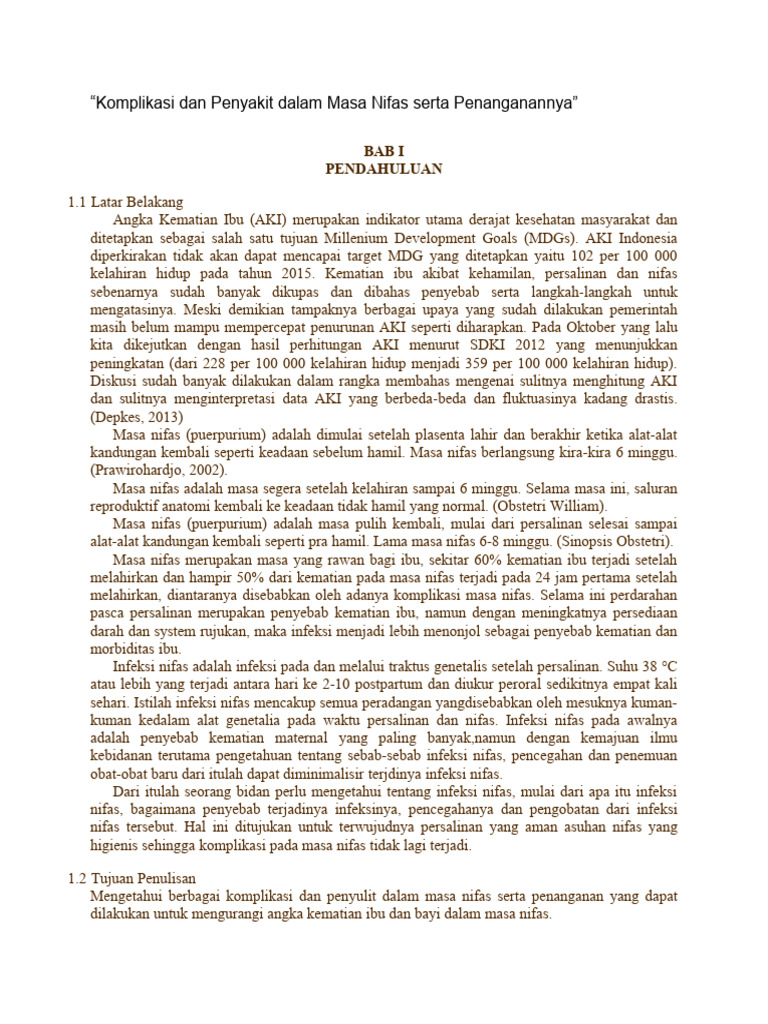 Komplikasi Nifas dan Penanganannya | PDF