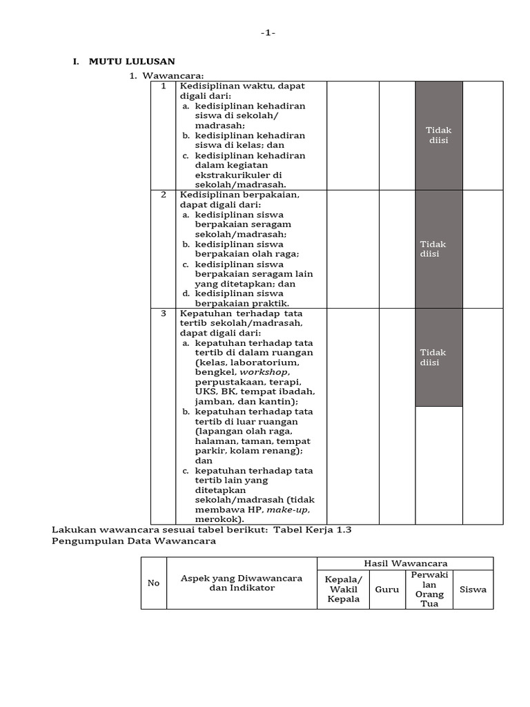 Tabel Hasil Wawancara Mutu Lulusan | PDF