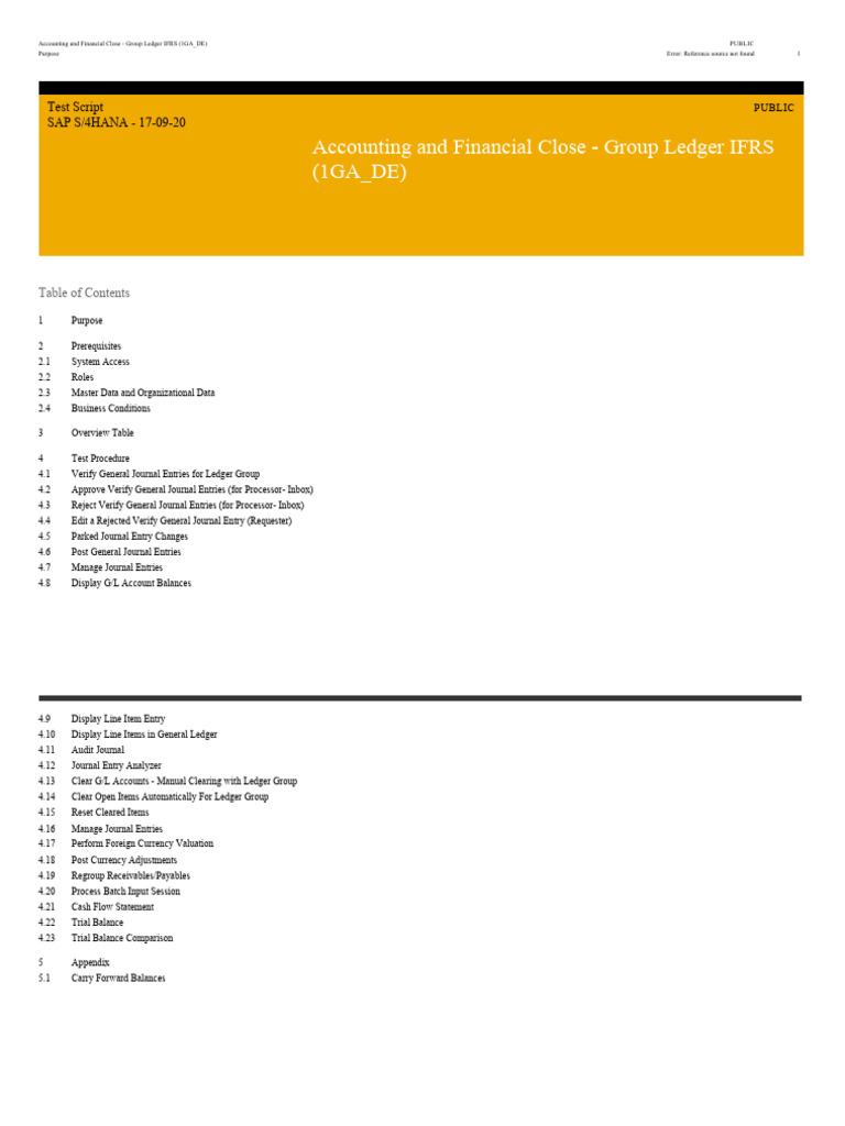 1ga S4hana2020 BPD en de | PDF | Accounting | Debits And Credits