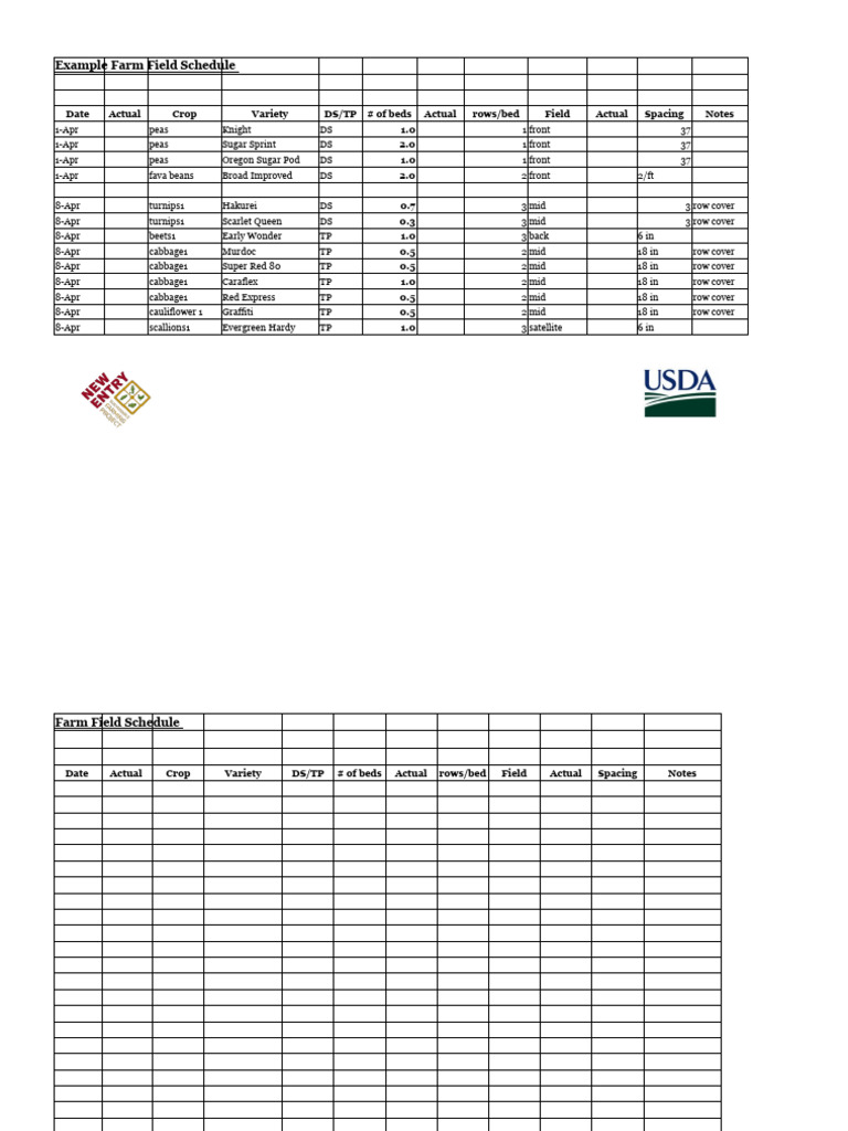 Simple Field Planting Records Template | PDF | Bean | Crops