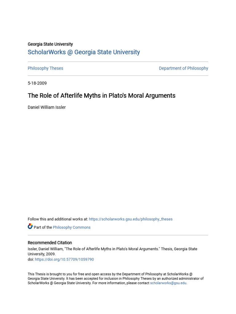 The Role of Afterlife Myths in Platos Moral Arguments | PDF | Socrates ...