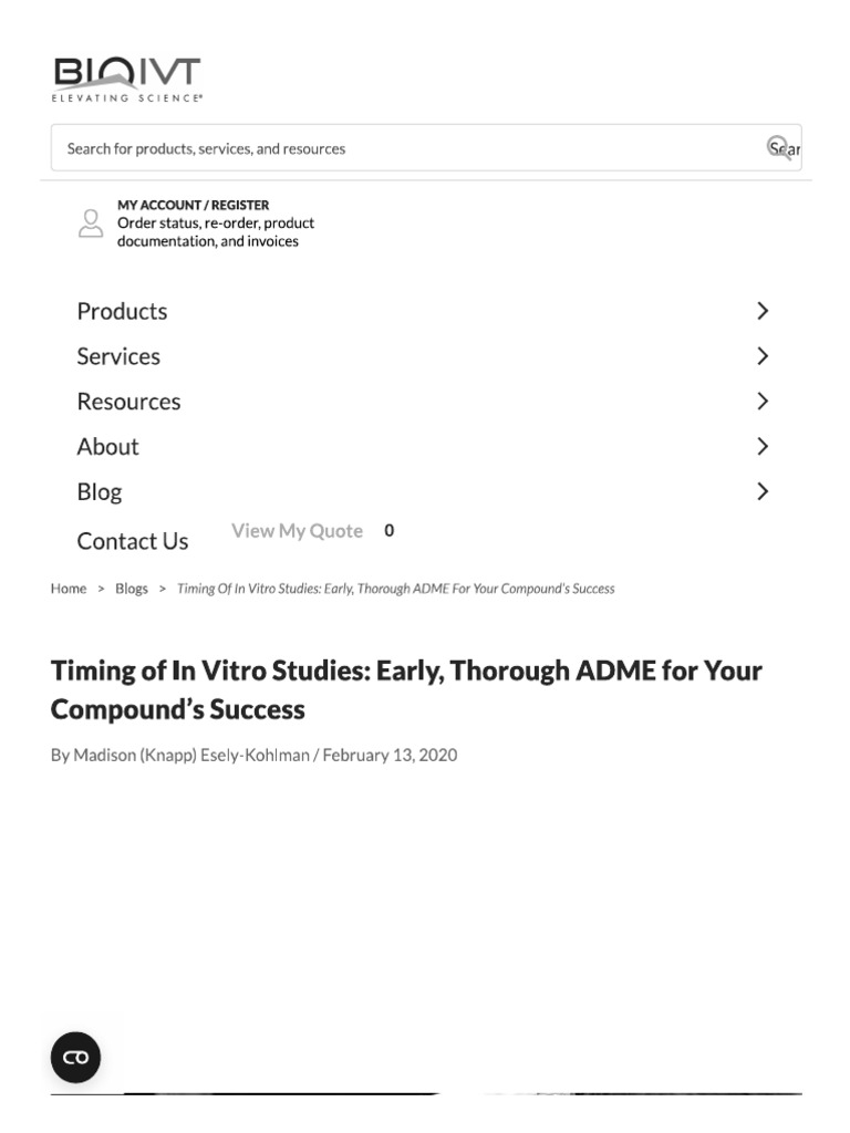 Timing of in Vitro Studies Early Thorough ADME | PDF