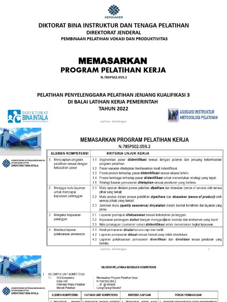 Memasarkan Program Pelatihan Kerja BP Ss Baru Rev1 | PDF