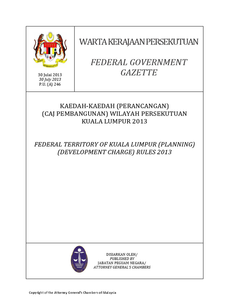 Malaysian-law-PUA-246-76485 - Kaedah Perancangan - DBKL | PDF