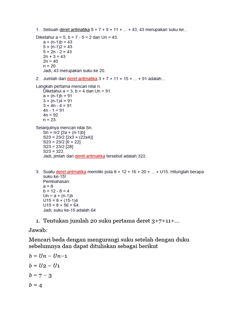 Soal Deret Hitung | PDF