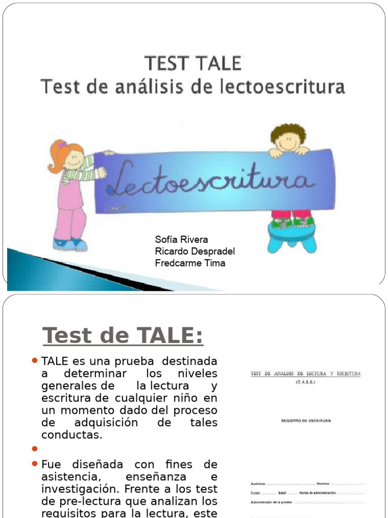 Test TALE: Análisis de Lectura y Escritura | PDF | Puntuación | Escritura
