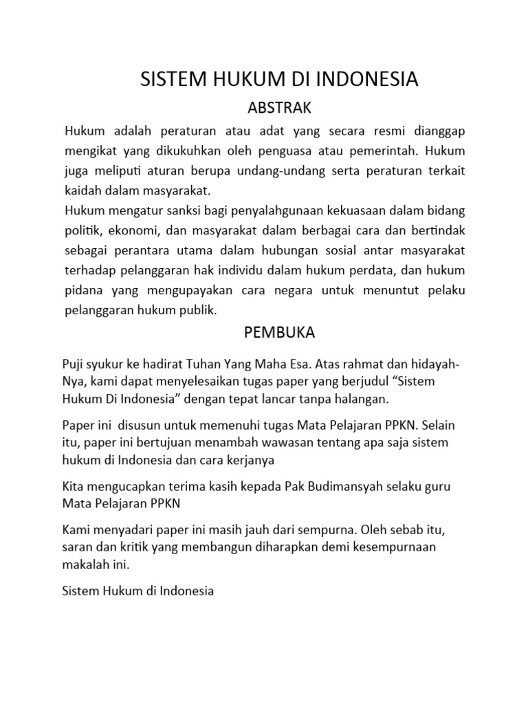 Sistem Hukum Di Indonesia | PDF | Politik