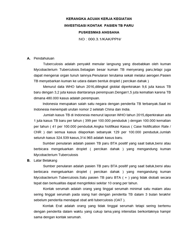 Investigasi Kontak Pasien TB Paru | PDF