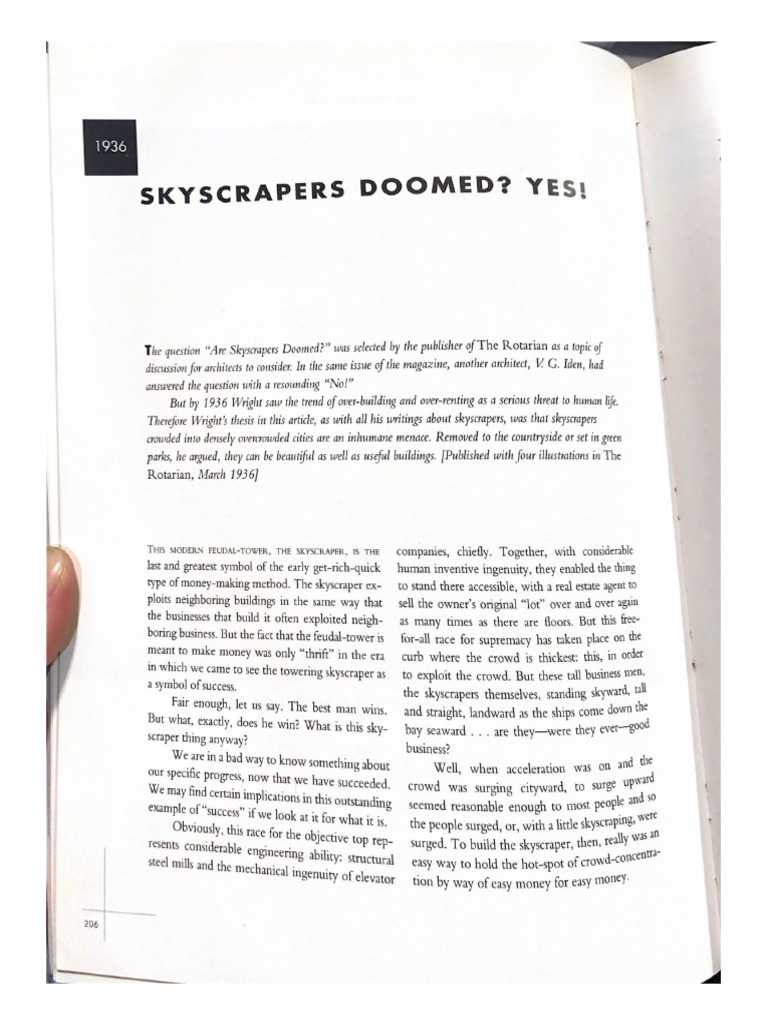 Wright - Skyscraper Doomed - 1936 | PDF
