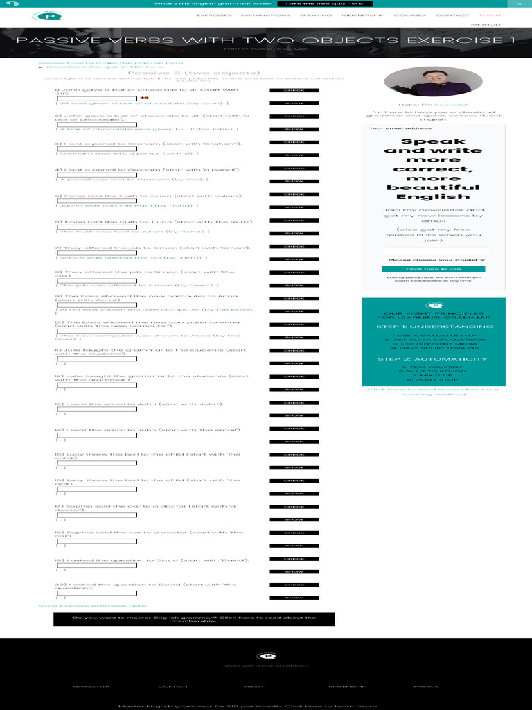 Passive Verbs With Two Objects Exercise 1 | PDF | English Language | Linguistic Typology