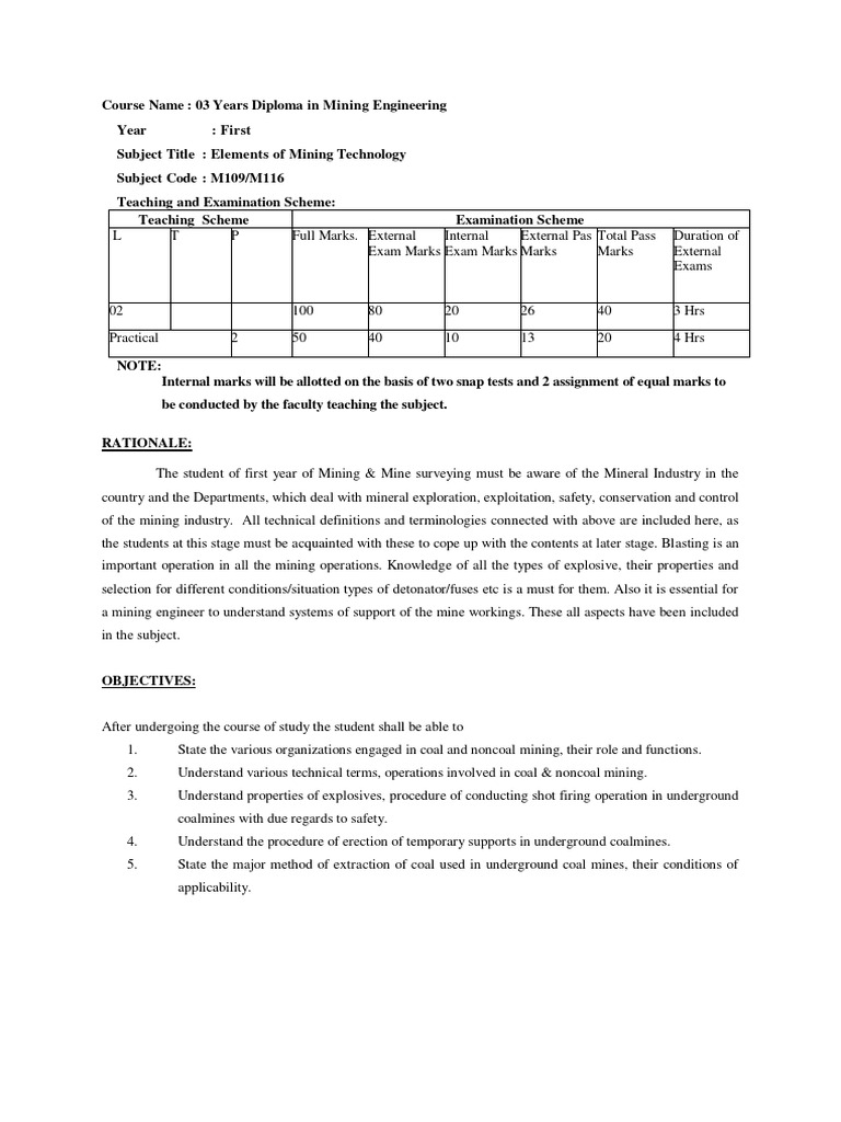 Elements Mining Technology 1 | PDF