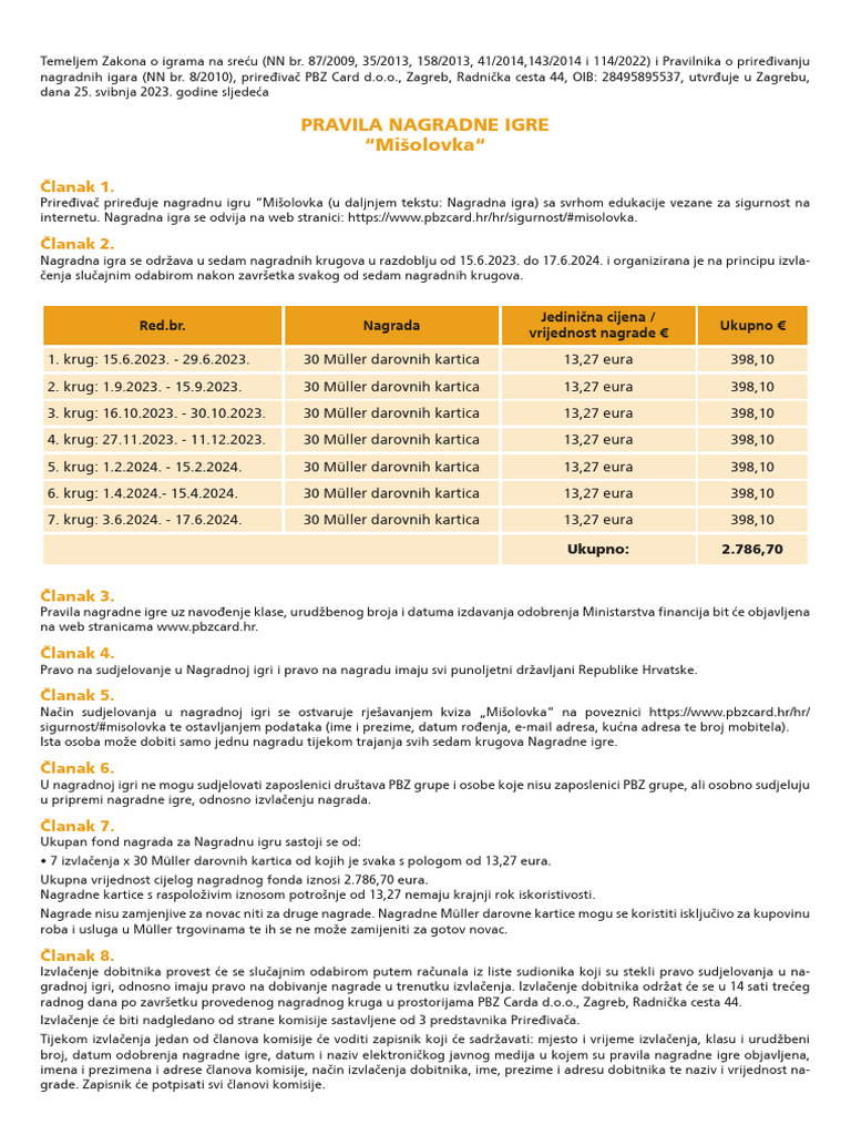 Pbzcard Pravila Ni Misolovka 2023 | PDF