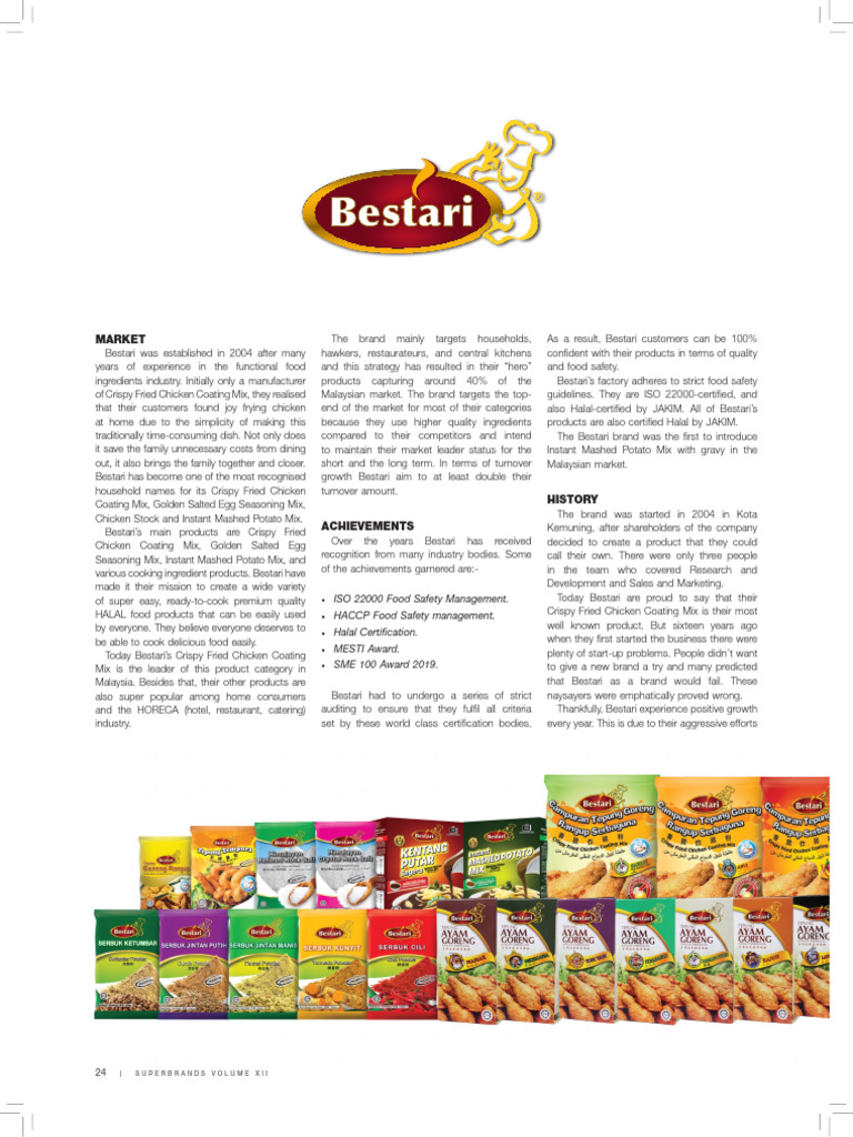 Bestari: Leading Malaysian Food Brand | PDF | Brand | Food Safety