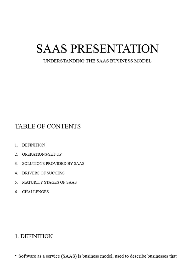 Complete Saas Presentation | PDF | Cloud Computing | Software As A Service