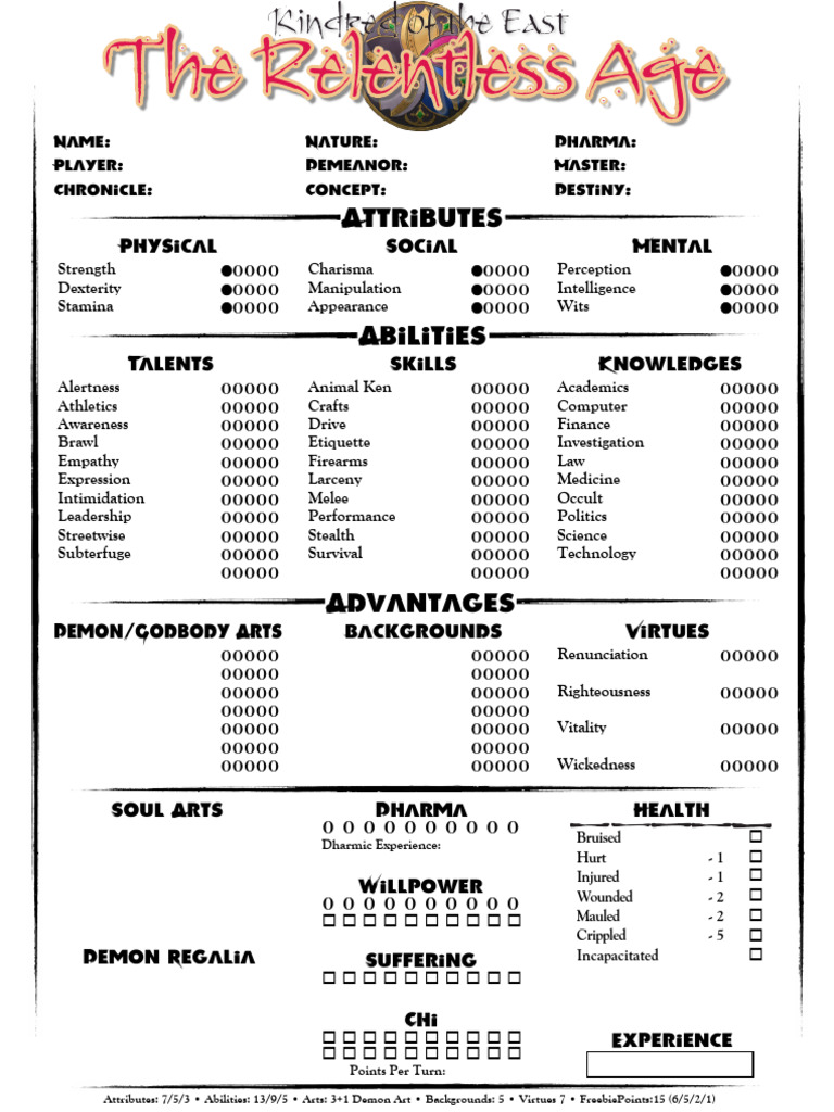 545407-Relentless Age Sheet 1P Fillable (By MrGone) | PDF