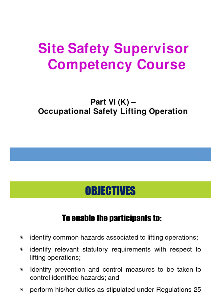 Part VI (K) - Lifting Operation Safety | PDF | Crane (Machine) | Rope