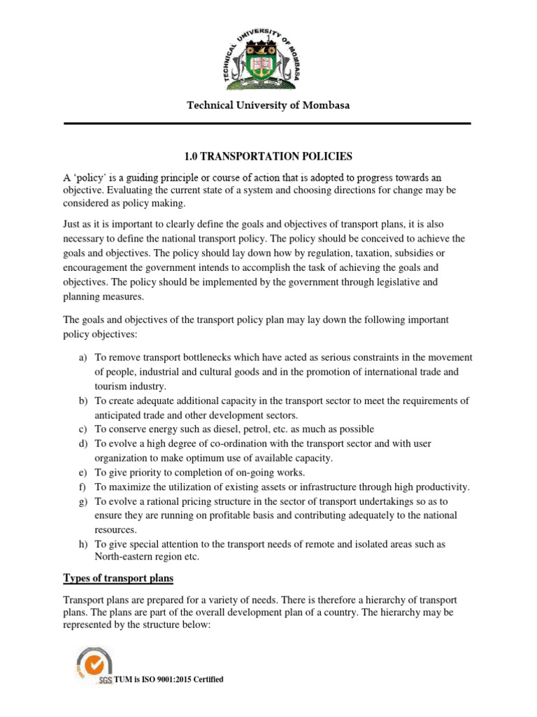 Transportation Policies | PDF | Transport | Dependent And Independent Variables
