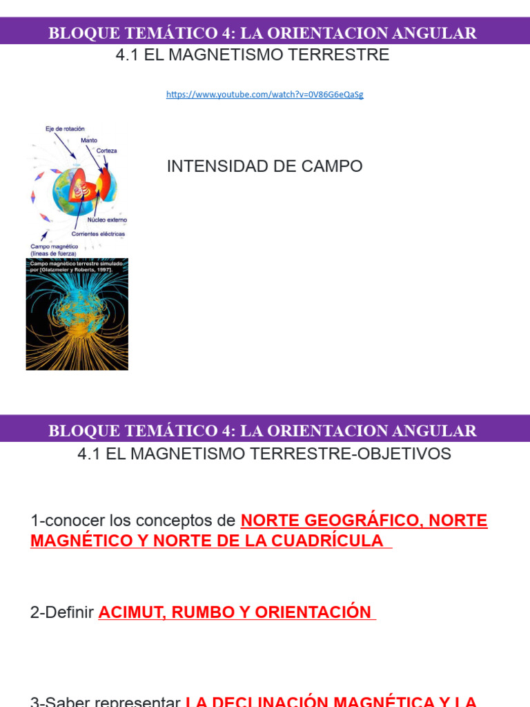 Orientación Angular y Magnetismo Terrestre | PDF | Ángulo | Azimut