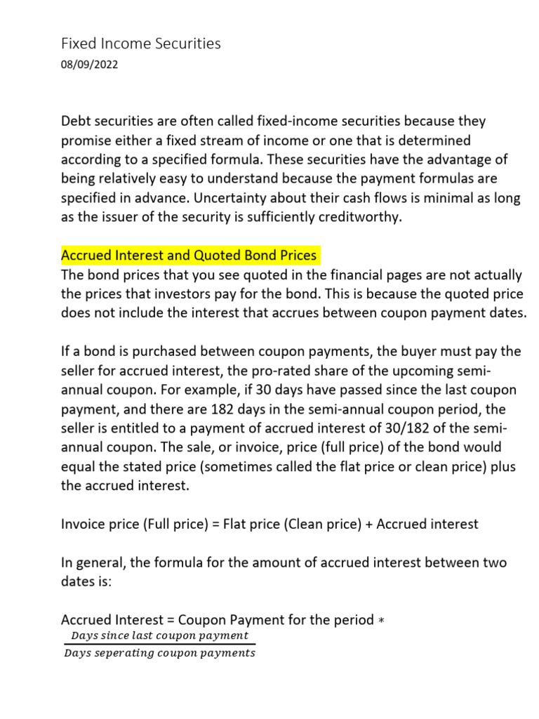 Fixed Income Securities | PDF | Yield (Finance) | Bonds (Finance)