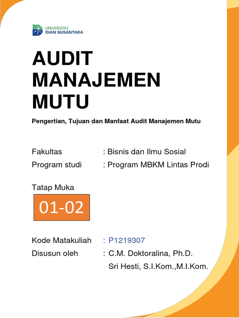Modul 1 & 2 - Audit Manajemen Mutu | PDF | Bisnis