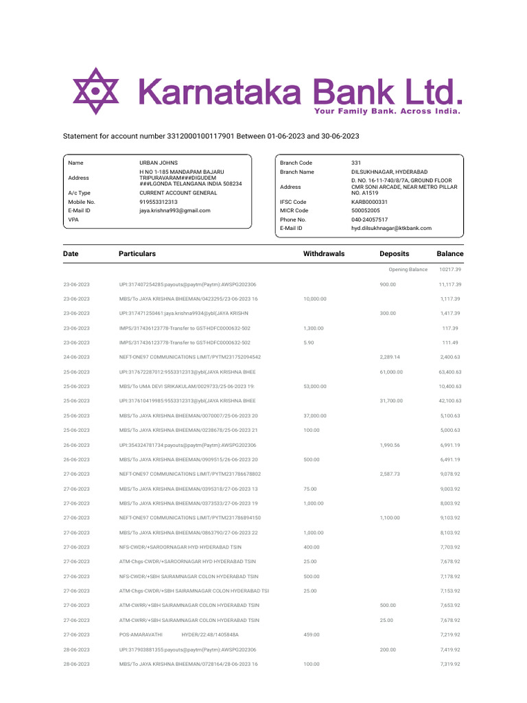 Account Statement 20230904202519 | PDF | Service Industries | Banking ...