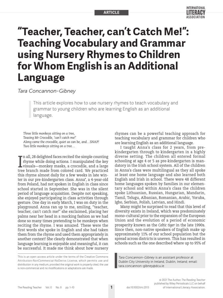 Teacher Teacher Cant Catch Me Teaching Vocabulary | PDF | English As A ...