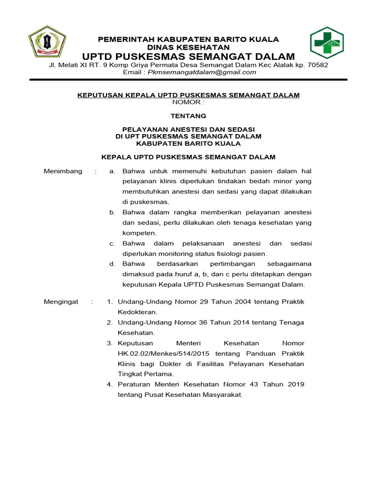 3.4.1.1 SK Pelayanan Anestesi Dan Sedasi | PDF