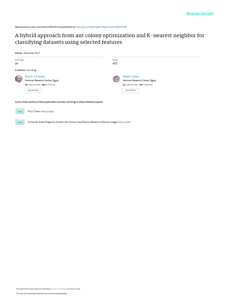 A Hybrid Approach From Ant Colony Optimization and K-Neare | PDF | Mathematical Optimization ...