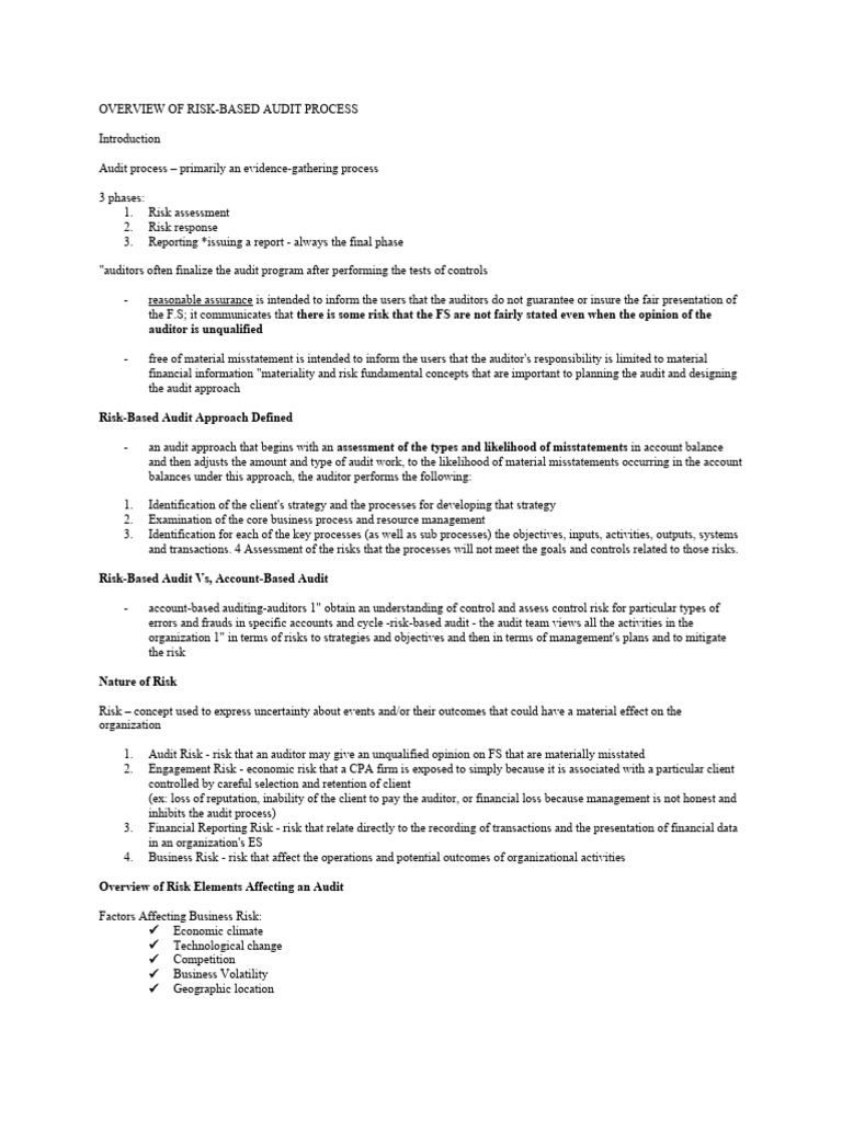 Risk-Based Audit Process Overview | PDF | Audit | Financial Audit