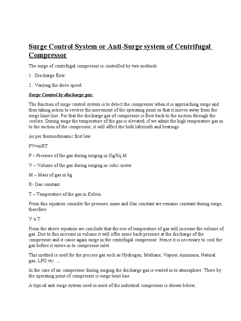 Surge Control System | PDF | Gas Compressor | Gases